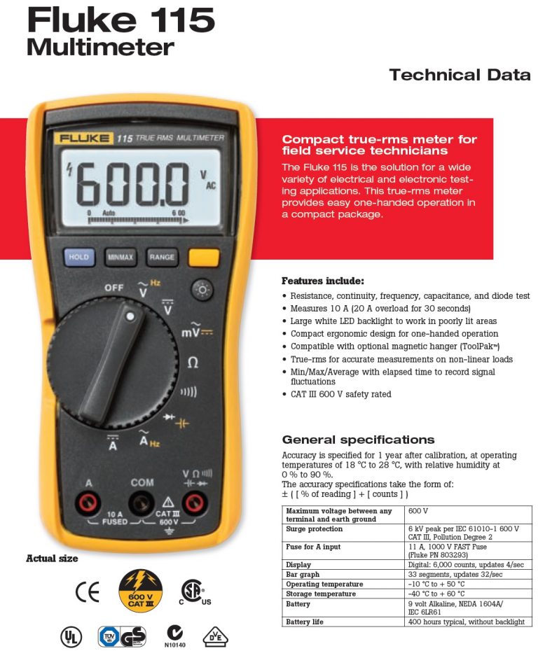 Fluke 115 Digital Multimeter - Wintech Engineering Supply