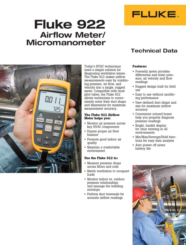 Fluke 922 Airflow Meter/Micromanometer - Wintech Engineering Supply